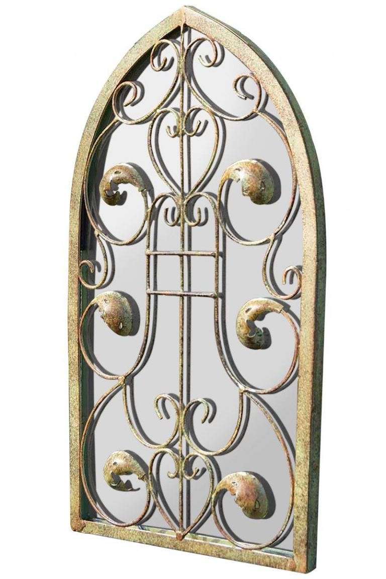 Dorset Rustic Arch Scroll Design Metal Garden Mirror 40x24cm - AVB Home